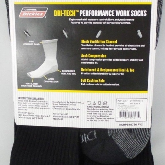 Dickies | Underwear & Socks | Dickies Crew Work Socks Dritech Mens 62 ...
